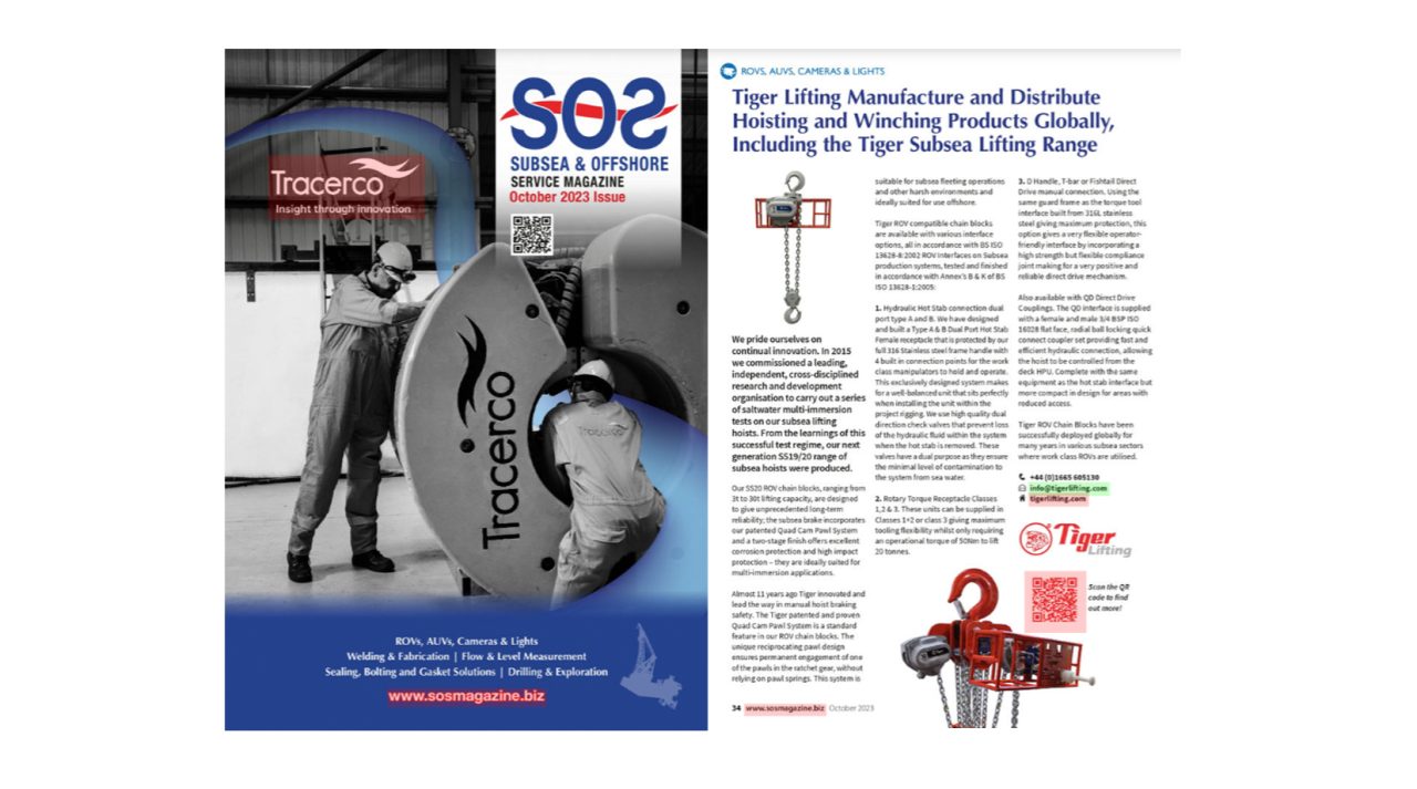Tiger ROV Chain Blocks feature in Subsea & Offshore Service Magazine ...